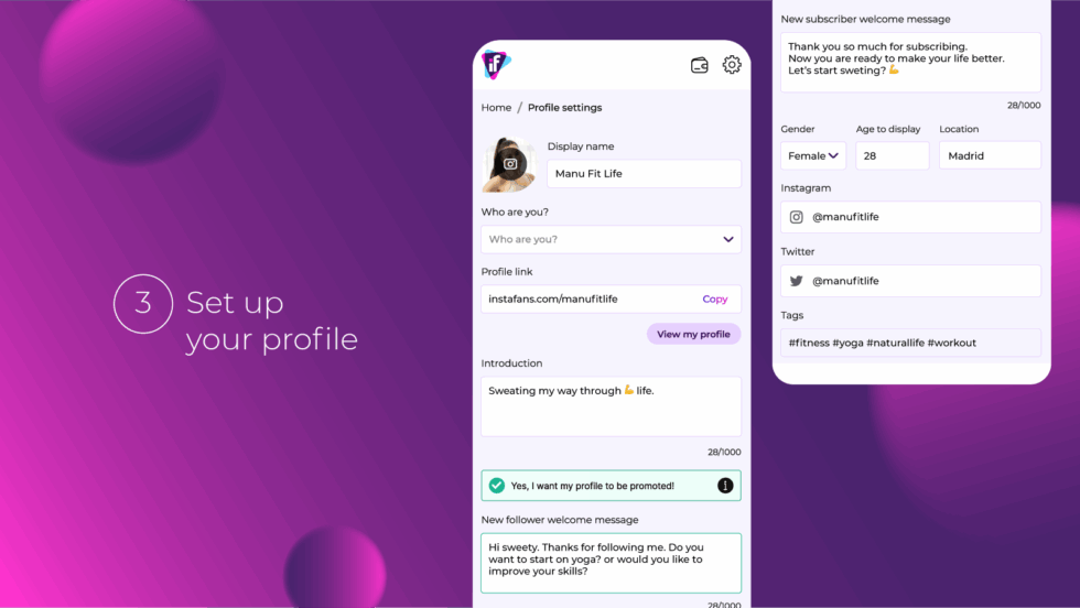 Set up your profile and get Verified on Instafans - Instafans.com